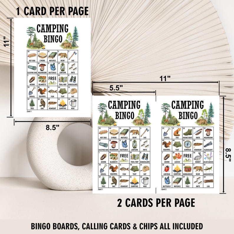 Camping Bingo / 30 DIGITAL FILES Bingo Boards Designs / Camping Game ...