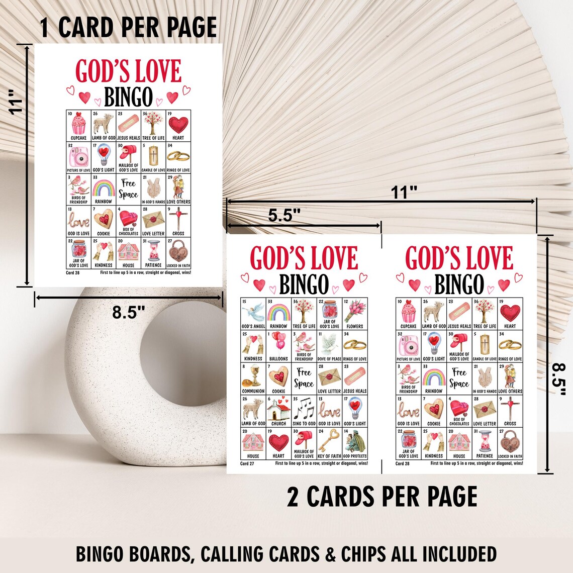 God's Love Bingo Game / 30 DIGITAL FILES Bingo Boards Designs / Bible ...