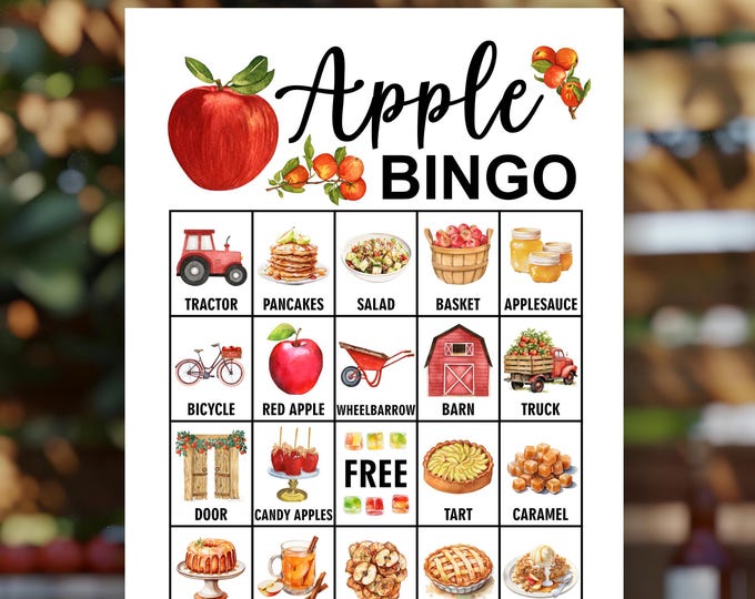 Apple / Bingo Game / Prefilled / 50 DIGITAL FILES / Bingo Boards ...