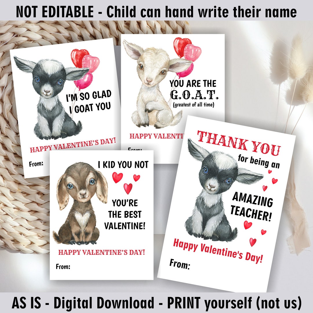 Valentine's Day / Goat / NOT EDITABLE / Teacher Card / Happy Valentine ...