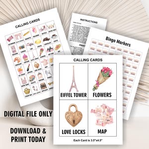 Paris / Prefilled / Eiffel Tower / Bingo / 60 Files / Bridal Shower ...