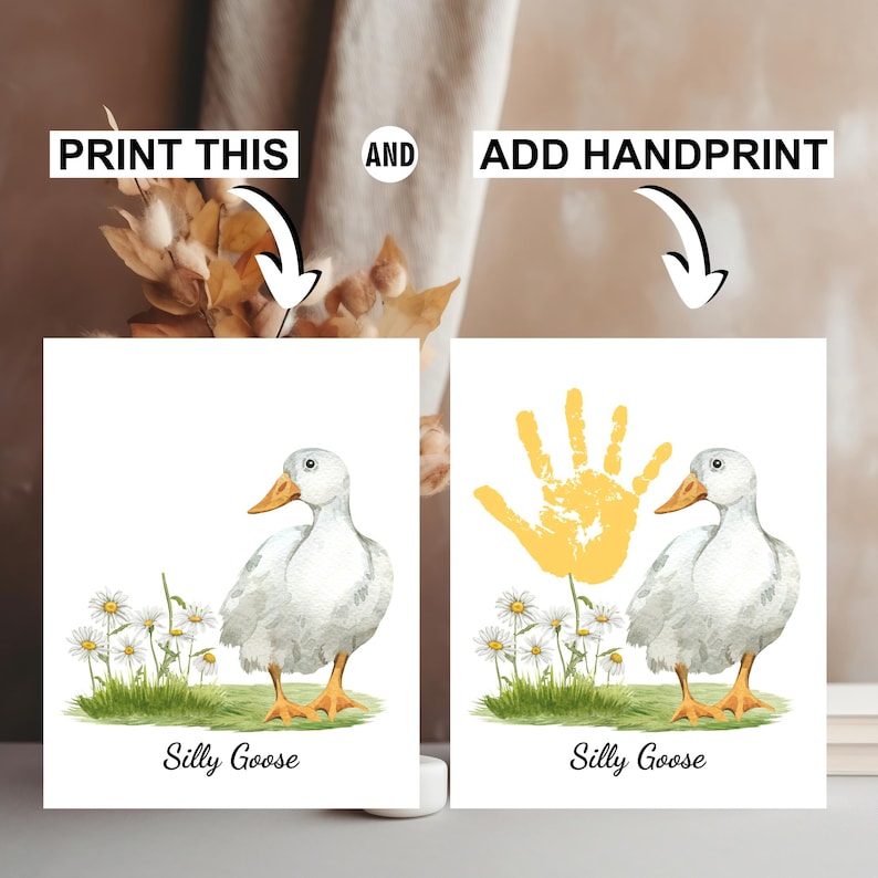 Goose Handprint / Preschool / Baby Craft / Wall Art / Flowers / Mom ...
