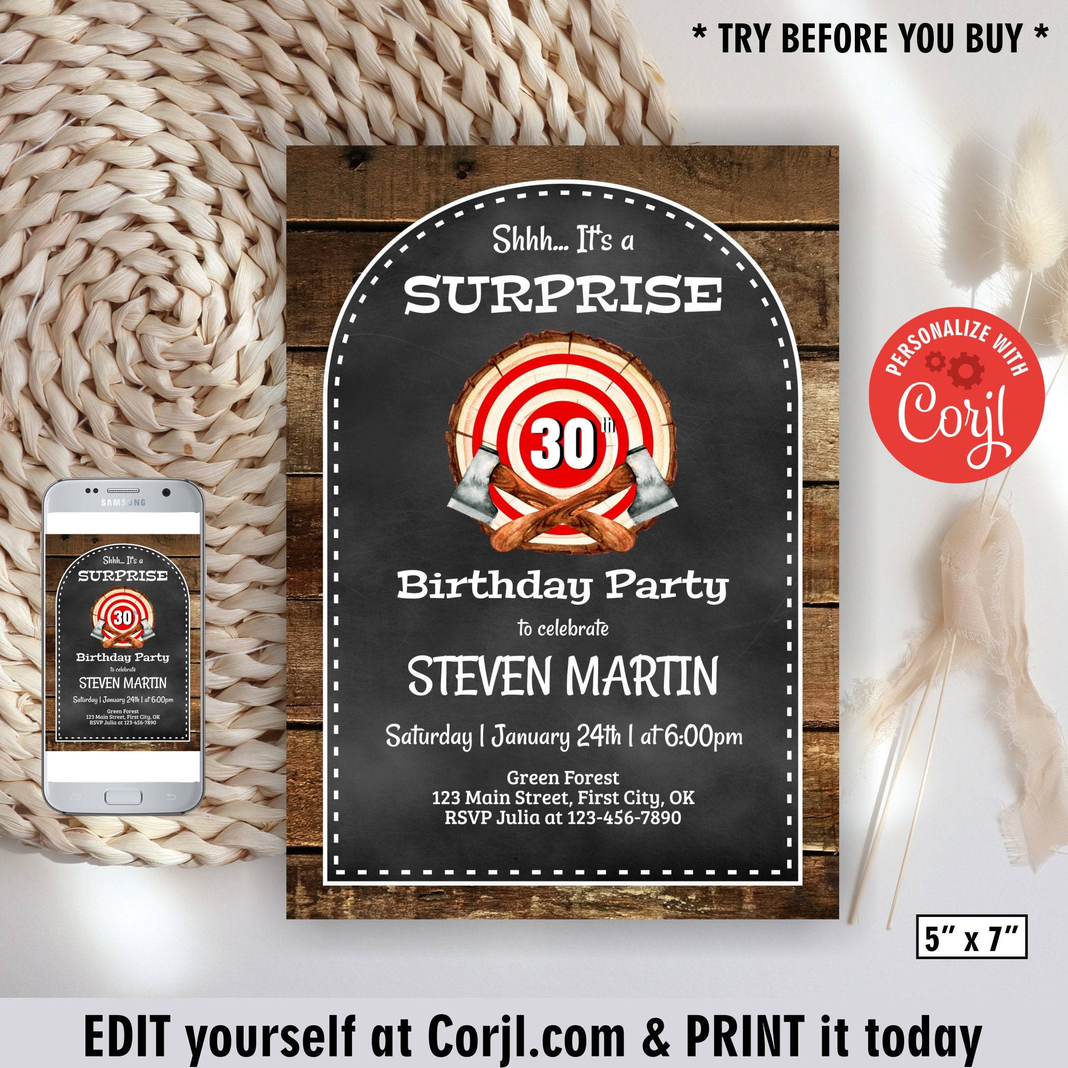 Axe Throwing Party / Surprise / Any Age / 30th 40th 50th / Lumberjack ...