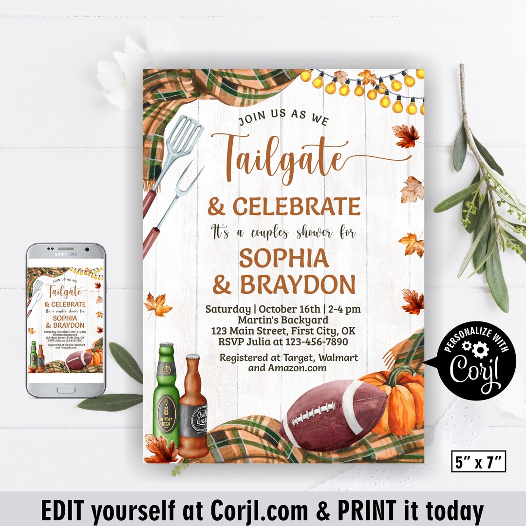 Fall Tailgate and Celebrate Invitation / Tailgate Couple's Shower ...