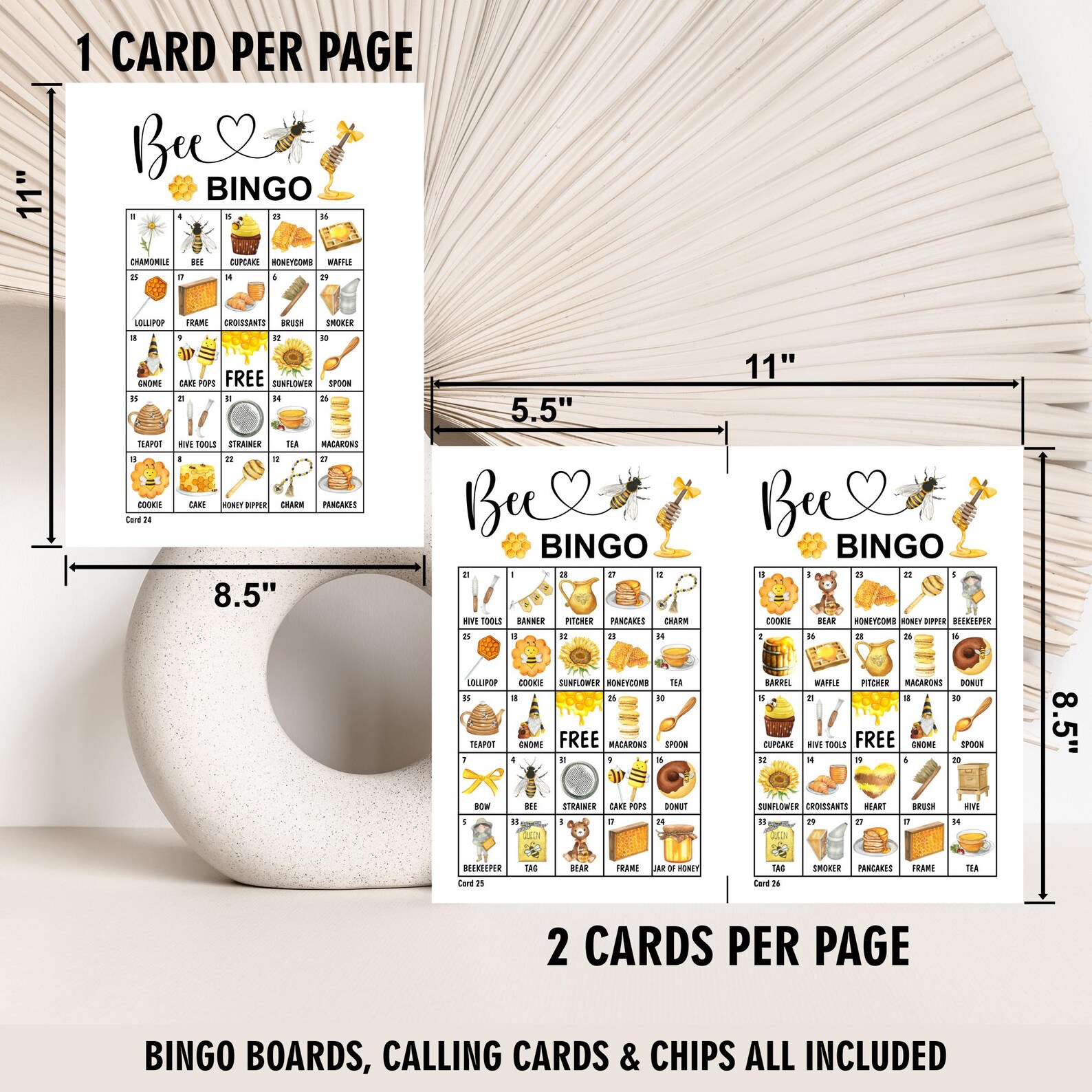 Honey Bee Bingo Game / 60 DIGITAL FILES Bingo Boards Designs / Baby ...