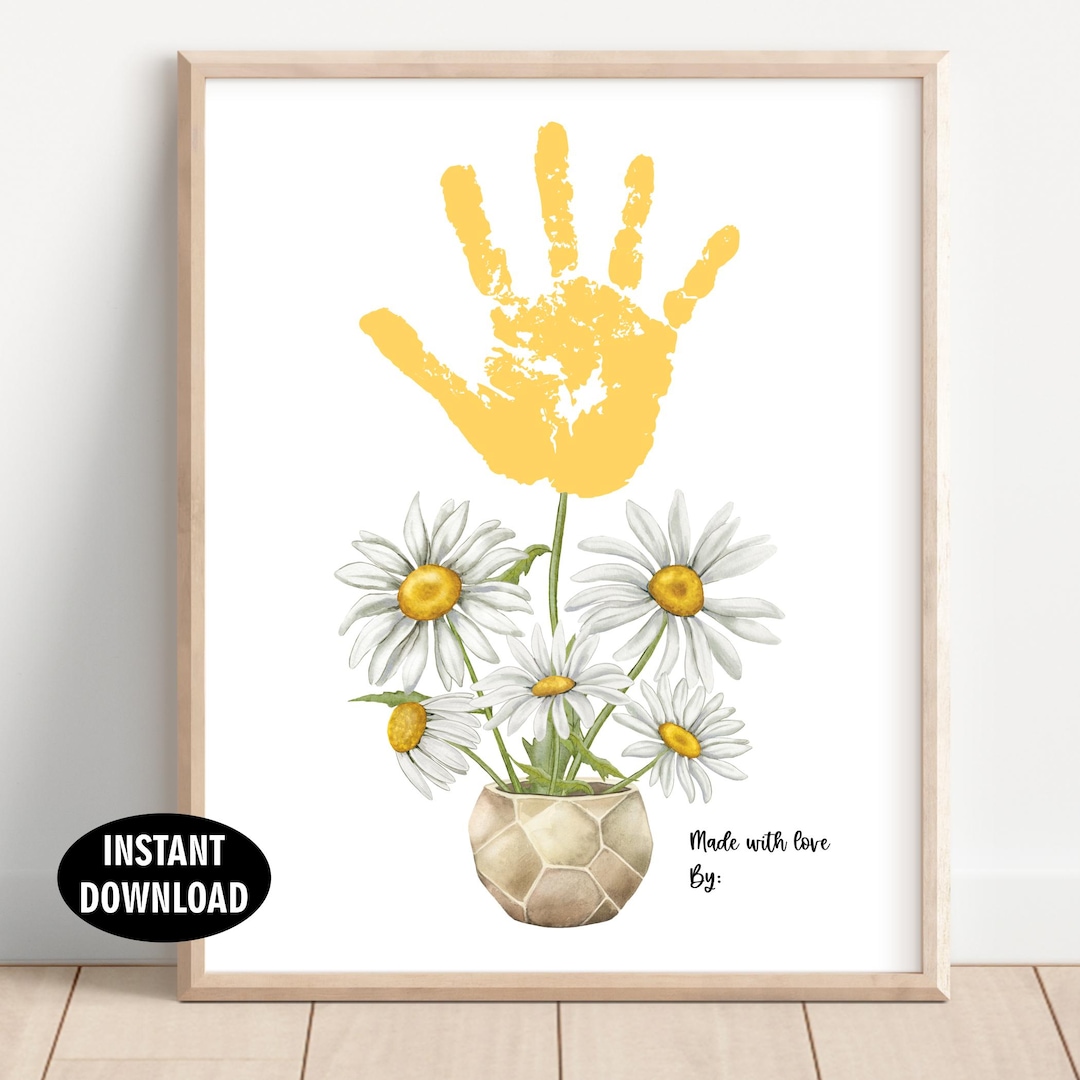 Daisy Handprint / Birthday Craft Art / Flower Bouquet / Mom Grandma ...