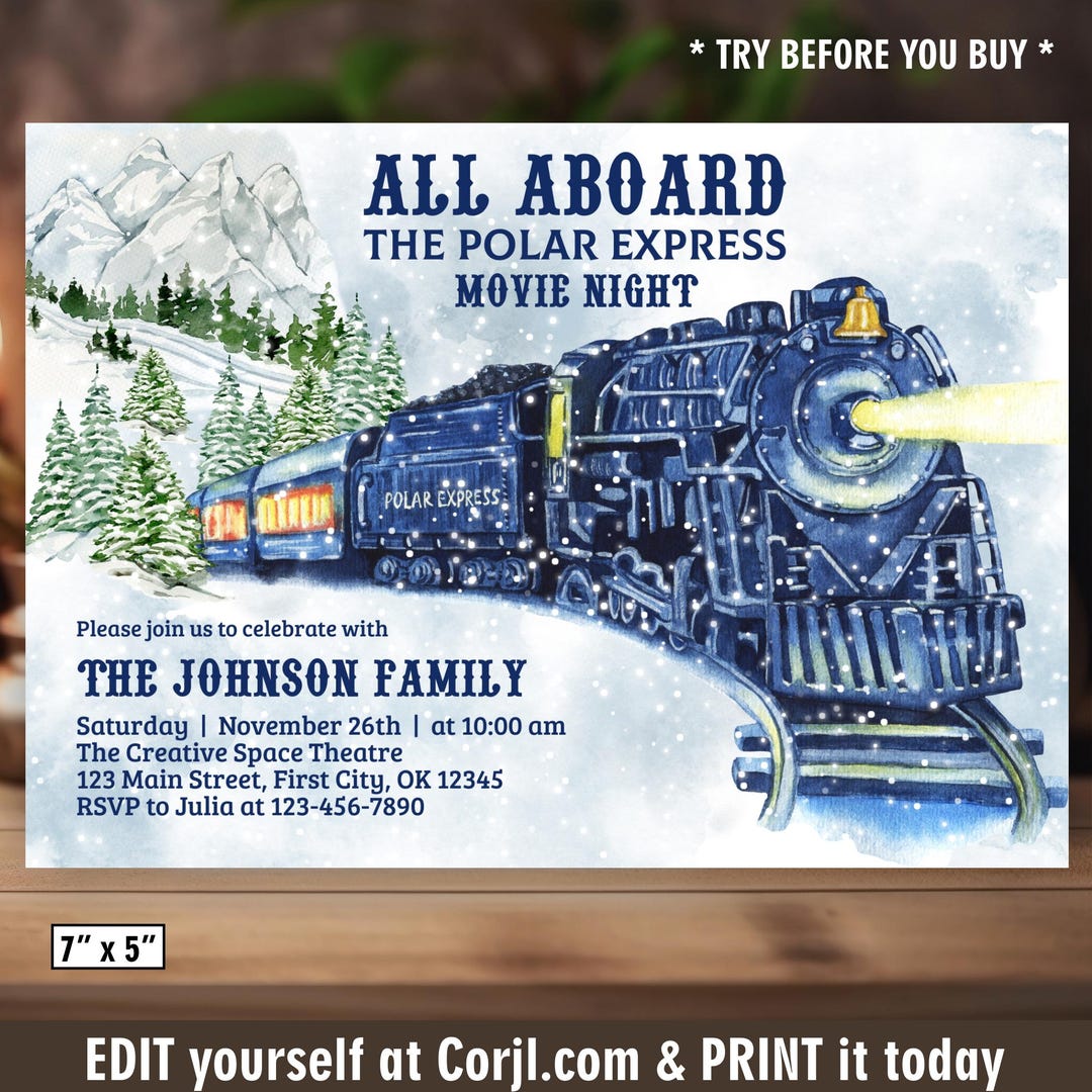 All Aboard Polar Express Movie Night / Polar Express Invitation ...