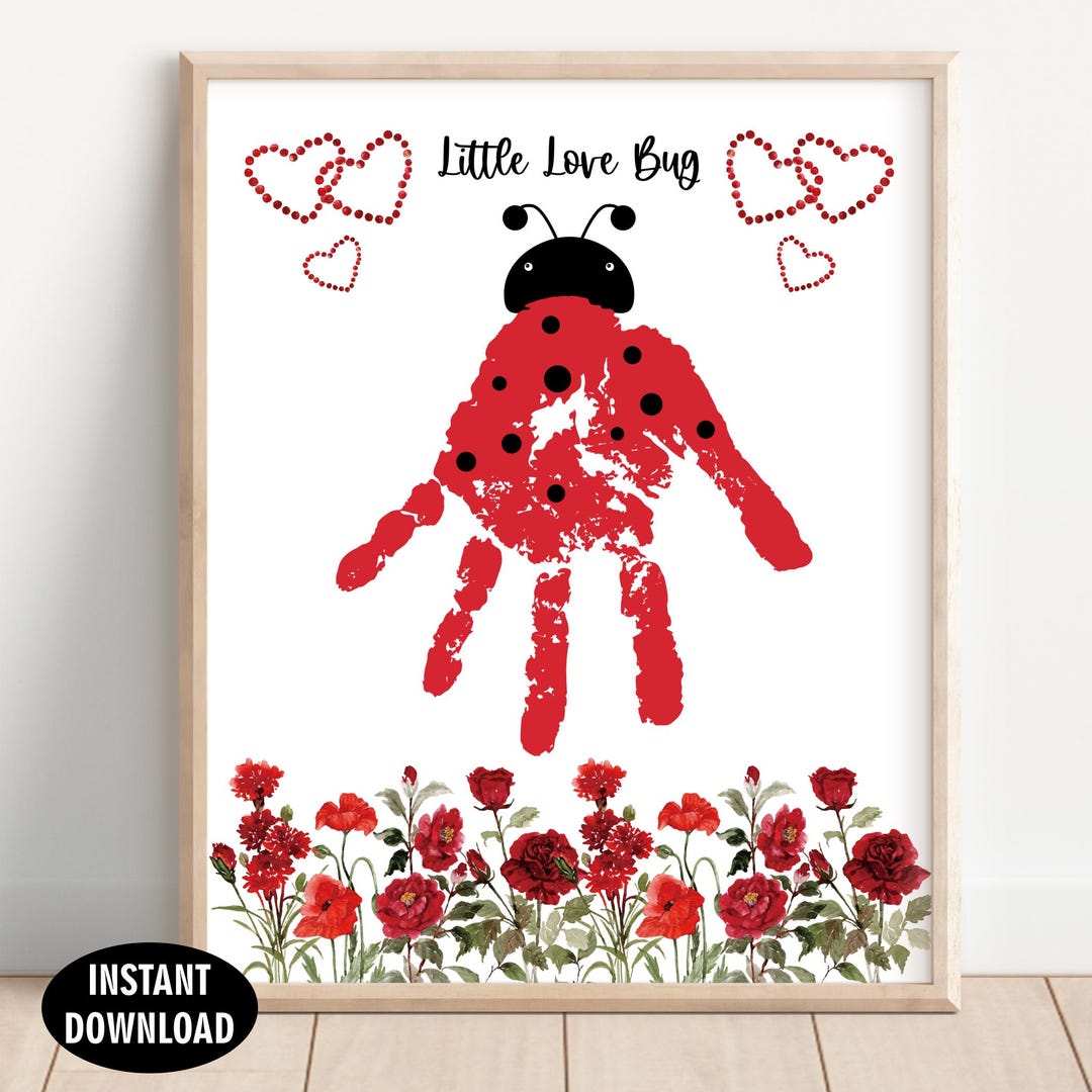 Valentine Ladybug Handprint / Little Love Bug Handprint Art / Valentine ...