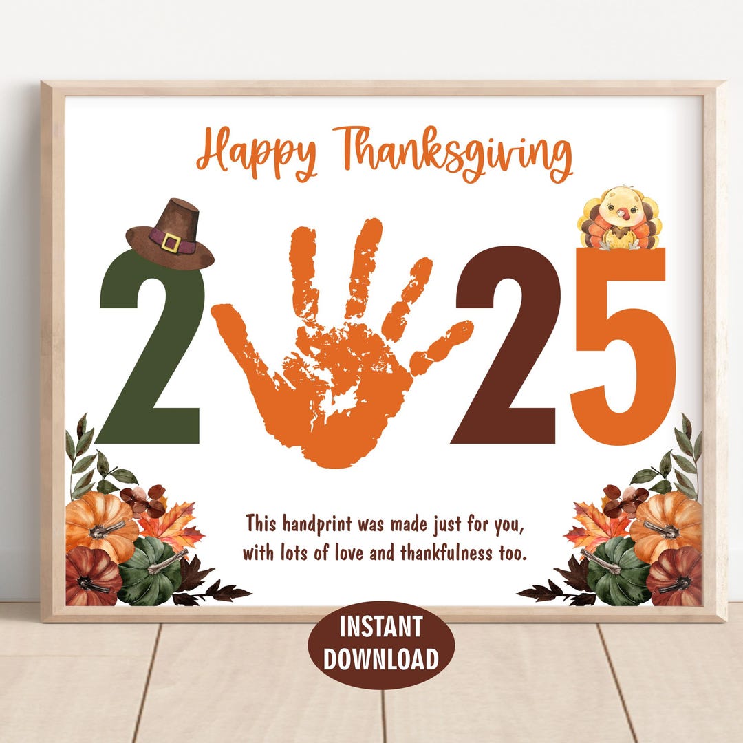 2025 Happy Thanksgiving Handprint / School Craft / Baby Gift ...