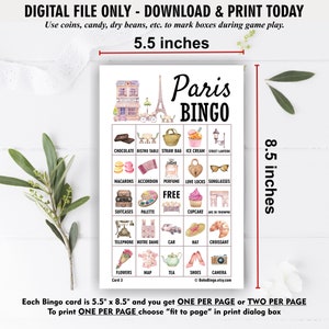 Prefilled / Paris / Eiffel Tower / Bingo / 30 Files / Bridal Shower ...