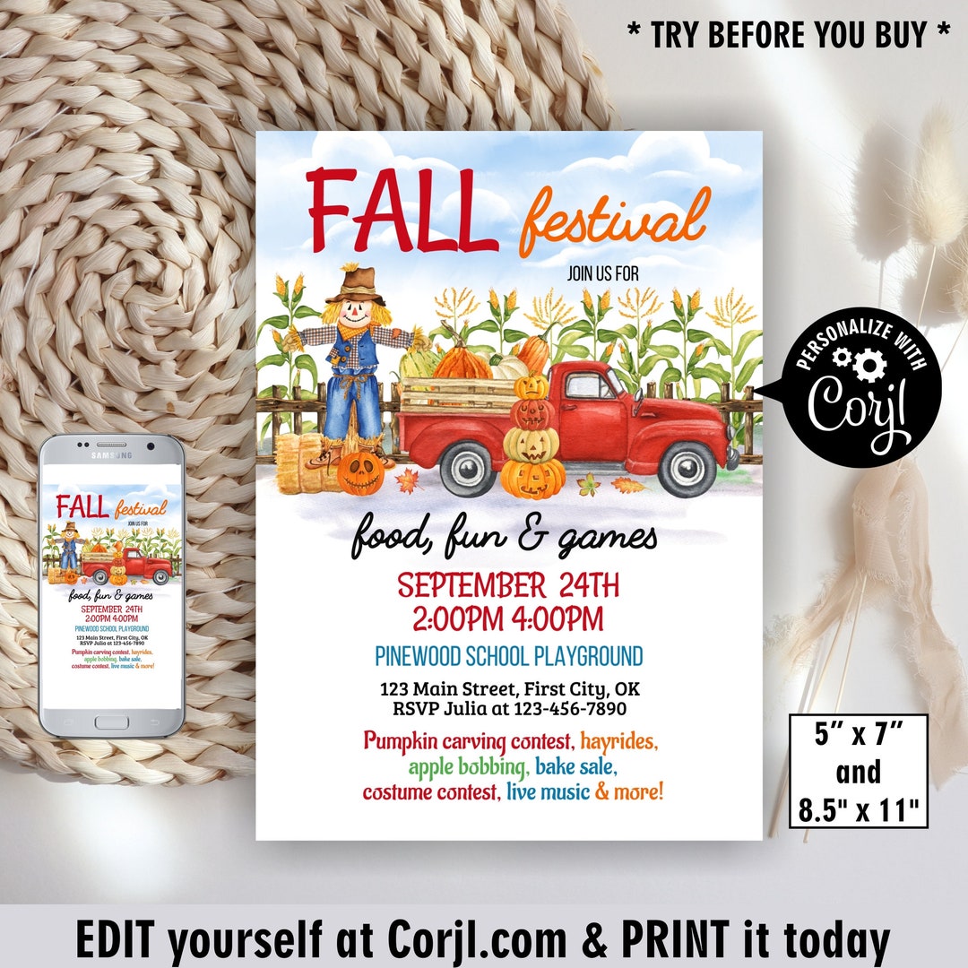 EDITABLE / Fall Harvest Flyer Church School Halloween Party Poster ...