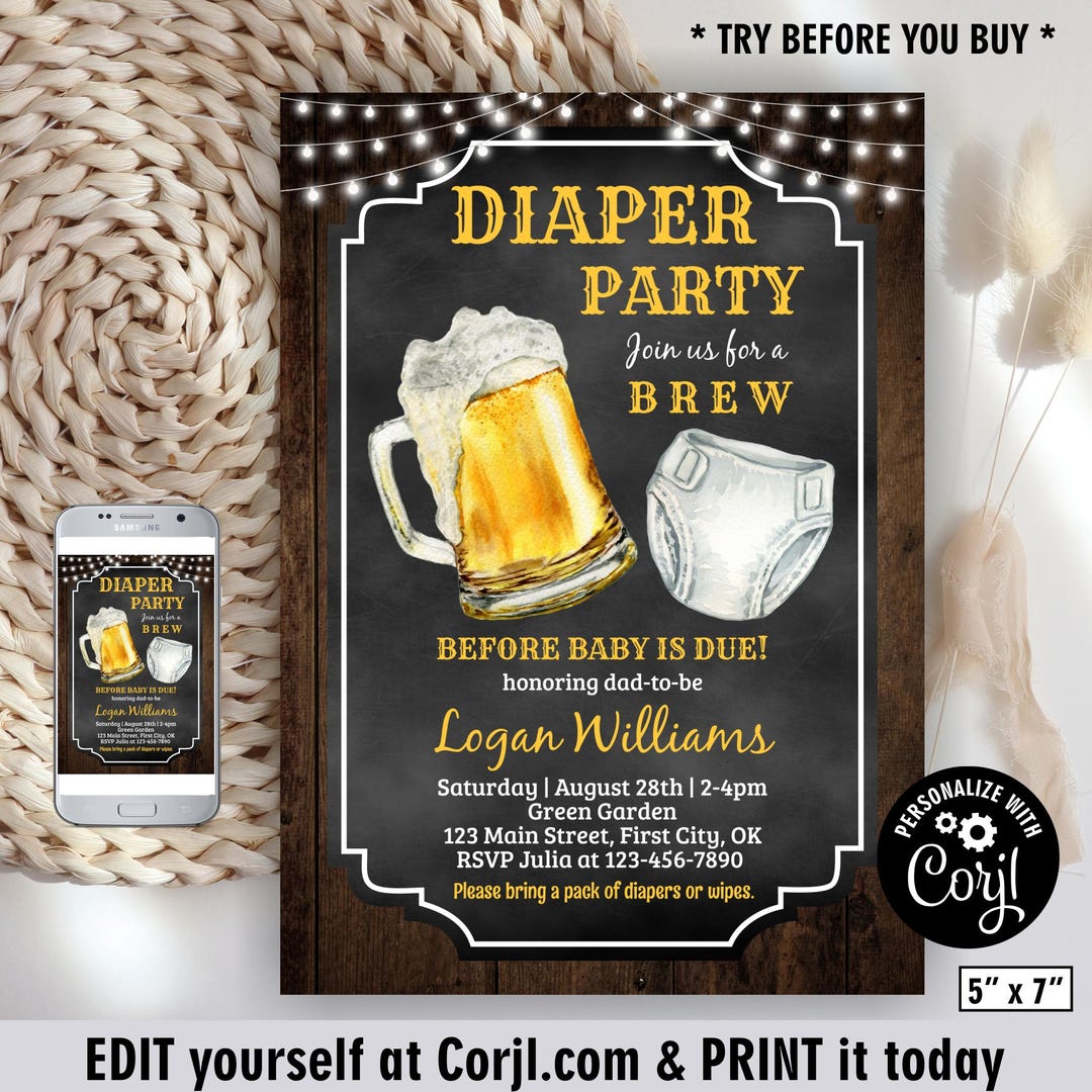 Diaper Party Invitation / Beer Diaper Party Invite / Dad to Be / Co-ed ...
