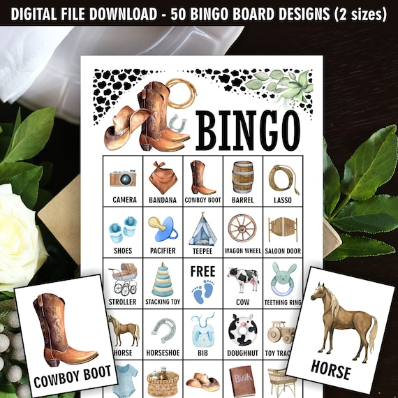 Cowboy Baby Shower Bingo Cards Baby Shower Bingo Rubber Ducky