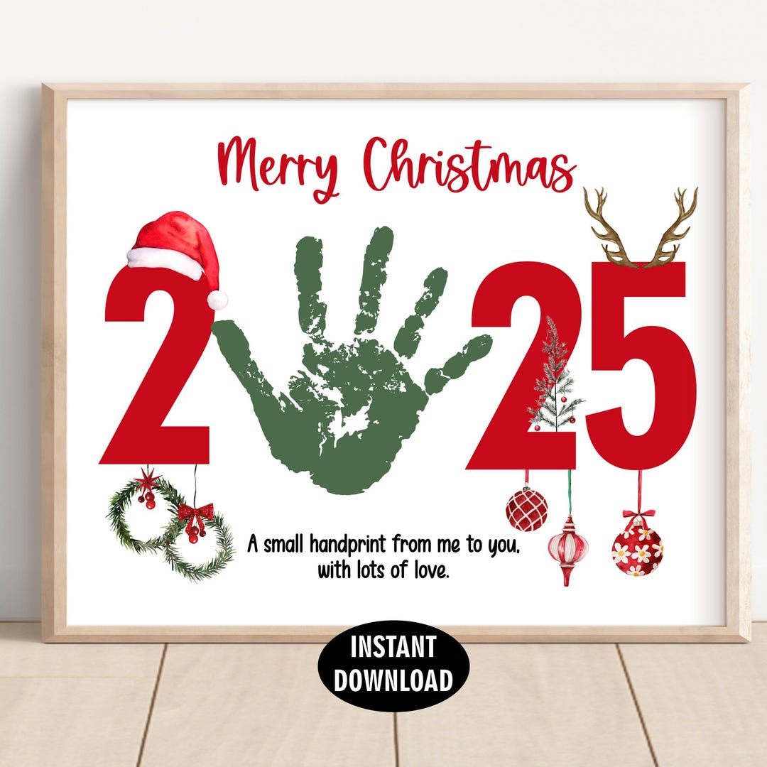 2025 Merry Christmas Handprint / School Craft / Baby Gift / Preschool ...