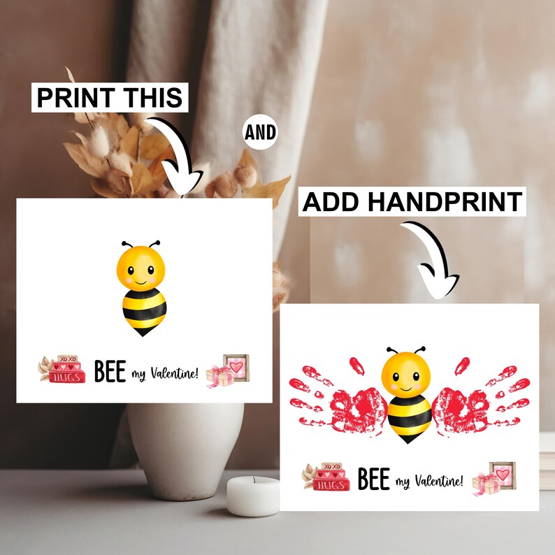 Bee Handprint / Valentine's Day Handprint Craft / Spring DIY Art ...