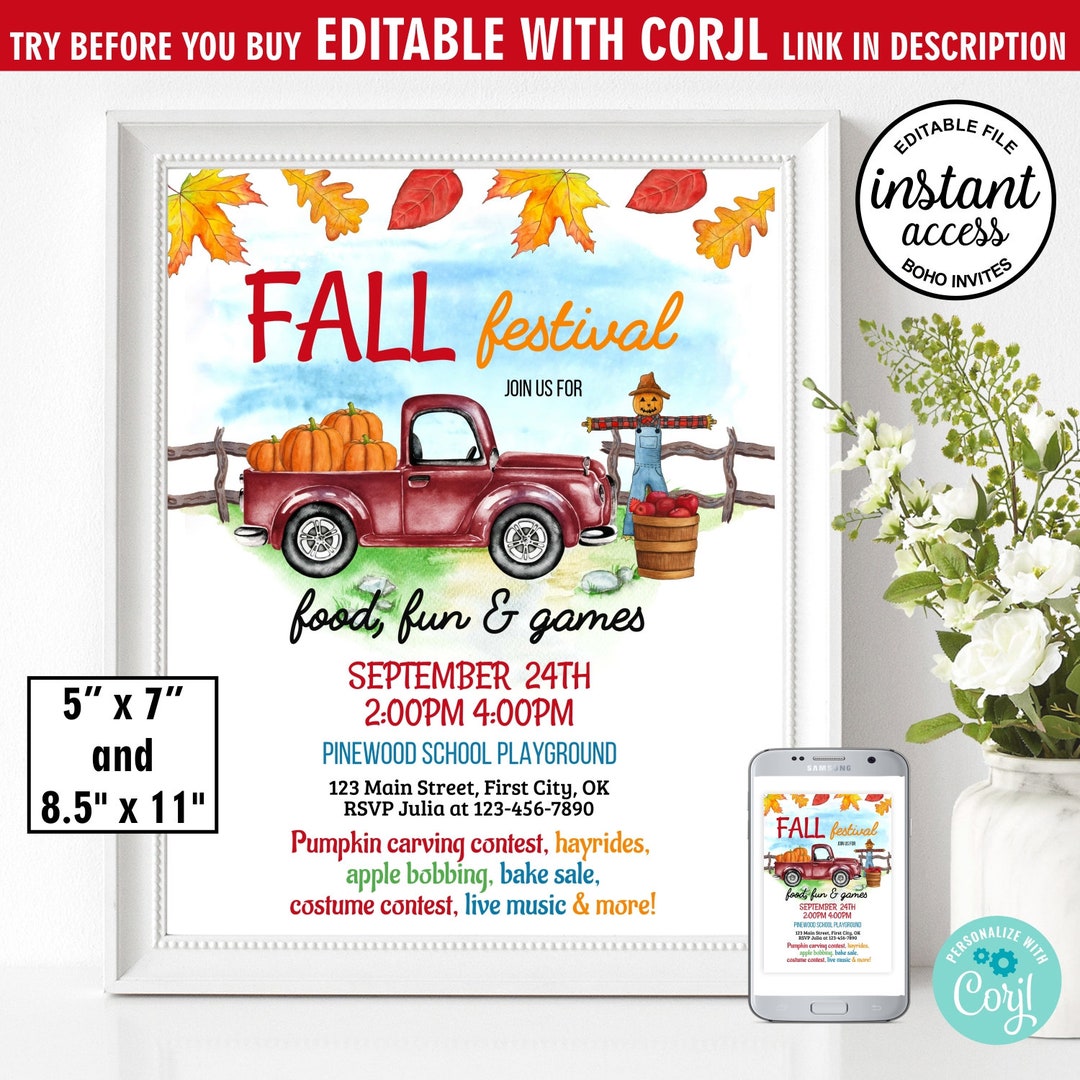EDITABLE / Fall Festival / Fall Harvest Flyer / Poster Halloween ...