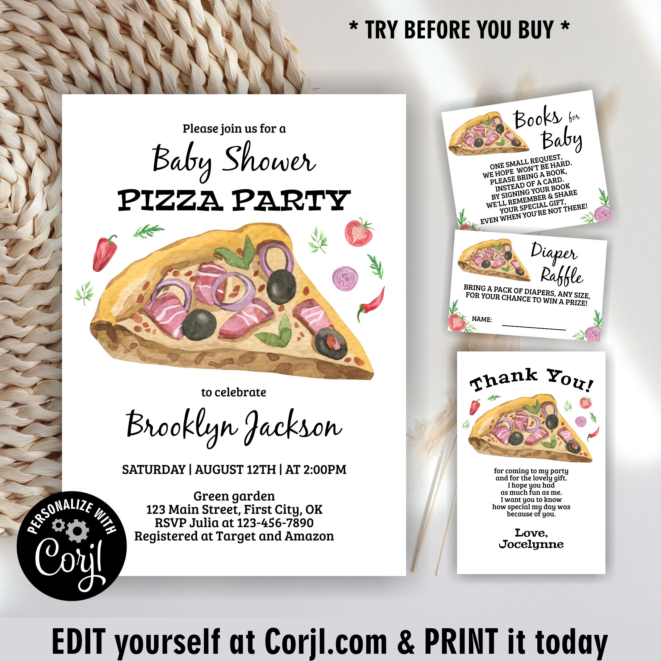 Pizza / Baby Shower / Set / Bundle / Diaper / Book / Thank You - Etsy