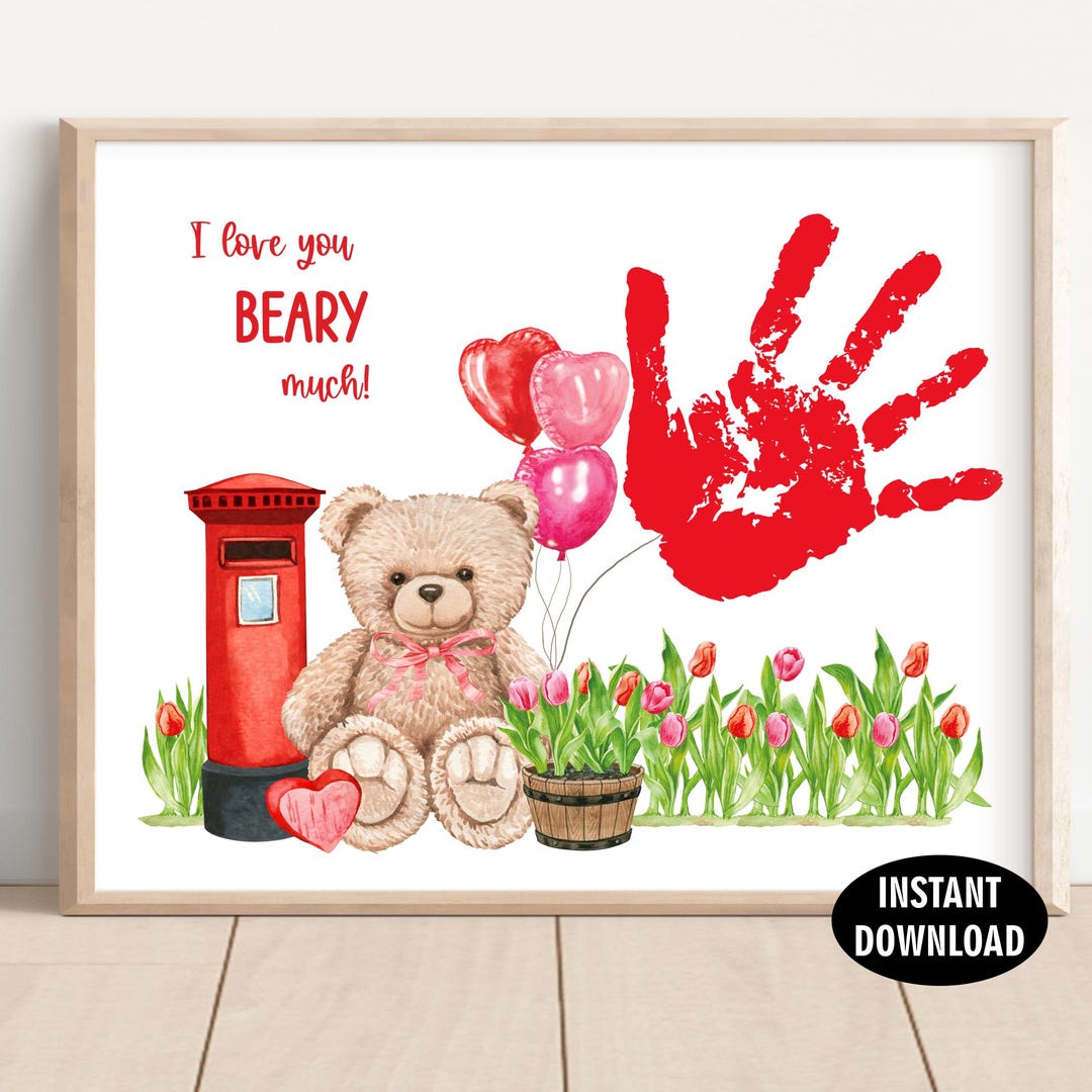 Bear Valentine's Day Handprint / Preschool Craft / Tulips / Valentine ...