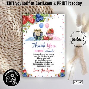 Berry Sweet / Blueberry Strawberry Gender Reveal Baby Shower Invitation ...