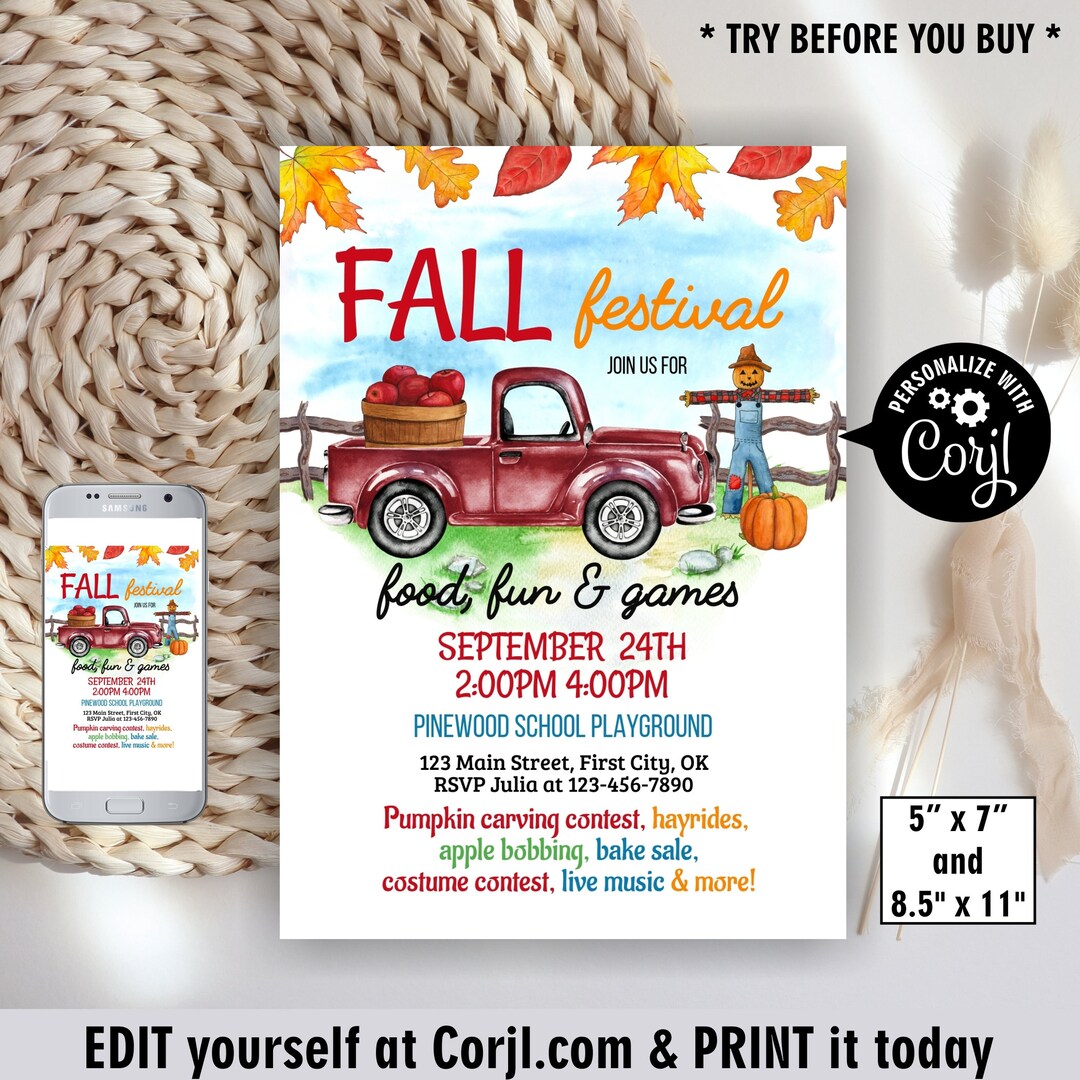 Fall Festival / EDITABLE / Harvest Flyer / Poster Printable Halloween ...