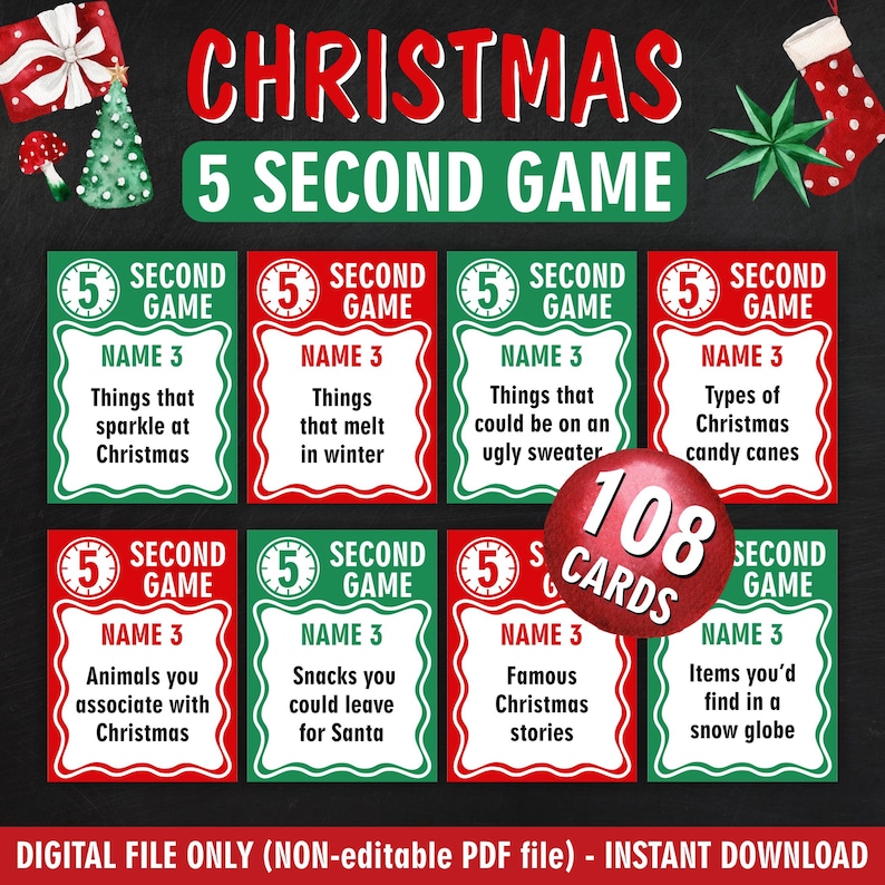 Christmas 5 Second Game / Christmas Party Games / Funny Christmas Games ...