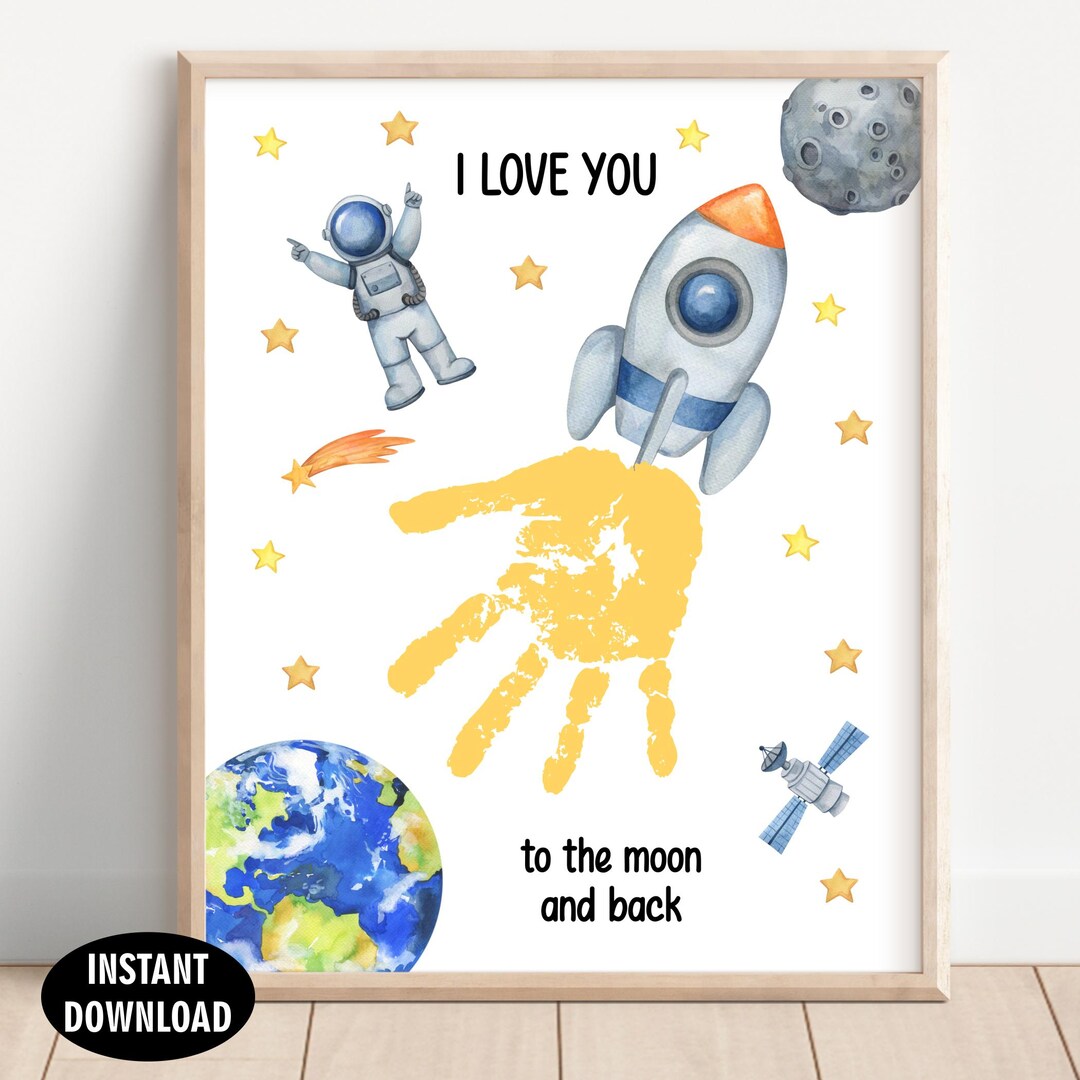 Rocket Handprint Art Craft / Spaceship / Gift for Dad, Mom, Grandma ...