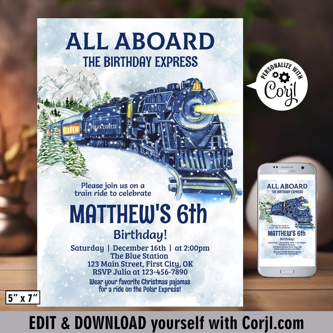 Birthday Express Invitation / Polar Express Invite / Winter / Train ...