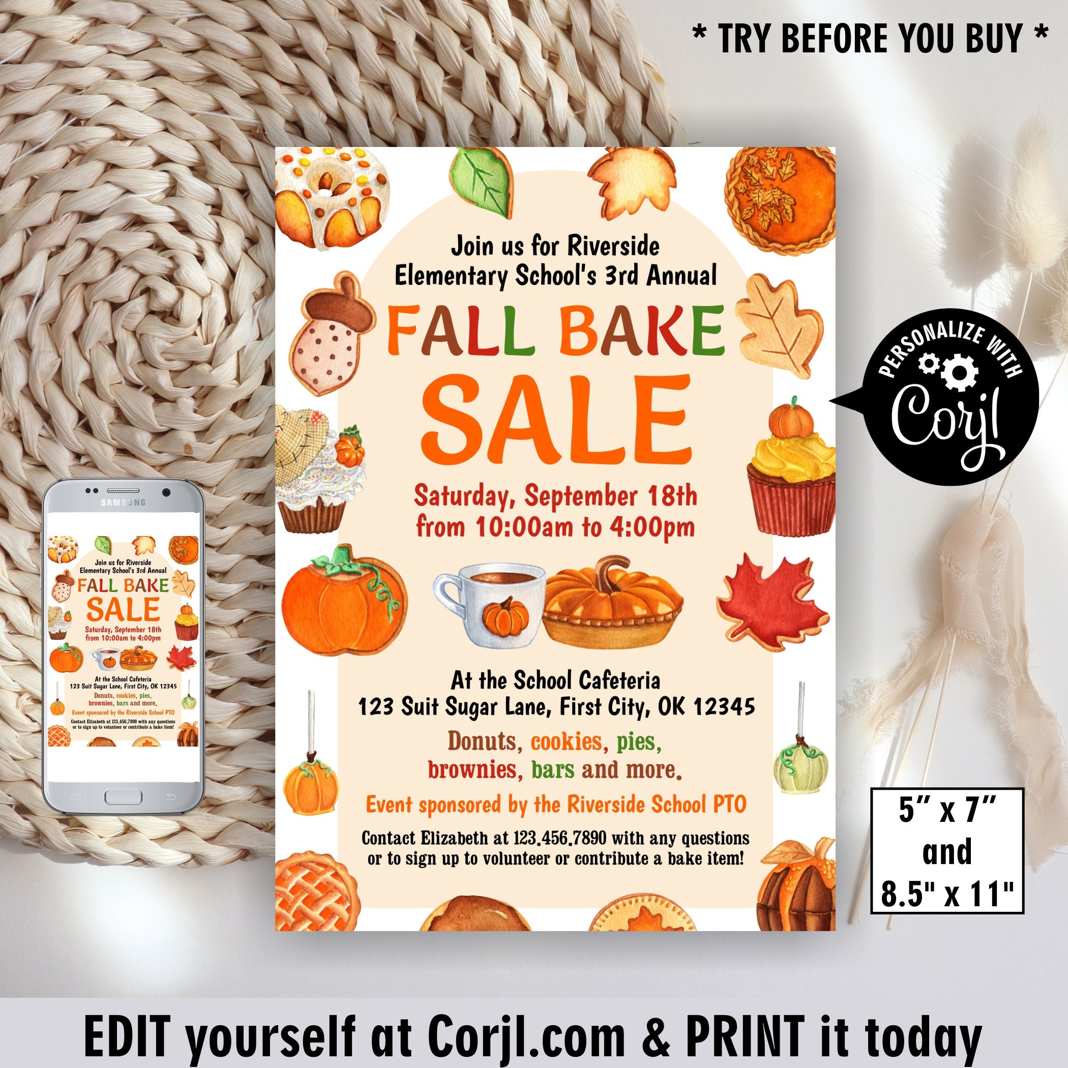 EDITABLE / Fall Baking Sale / Flyer / Fall Festival Community | Etsy