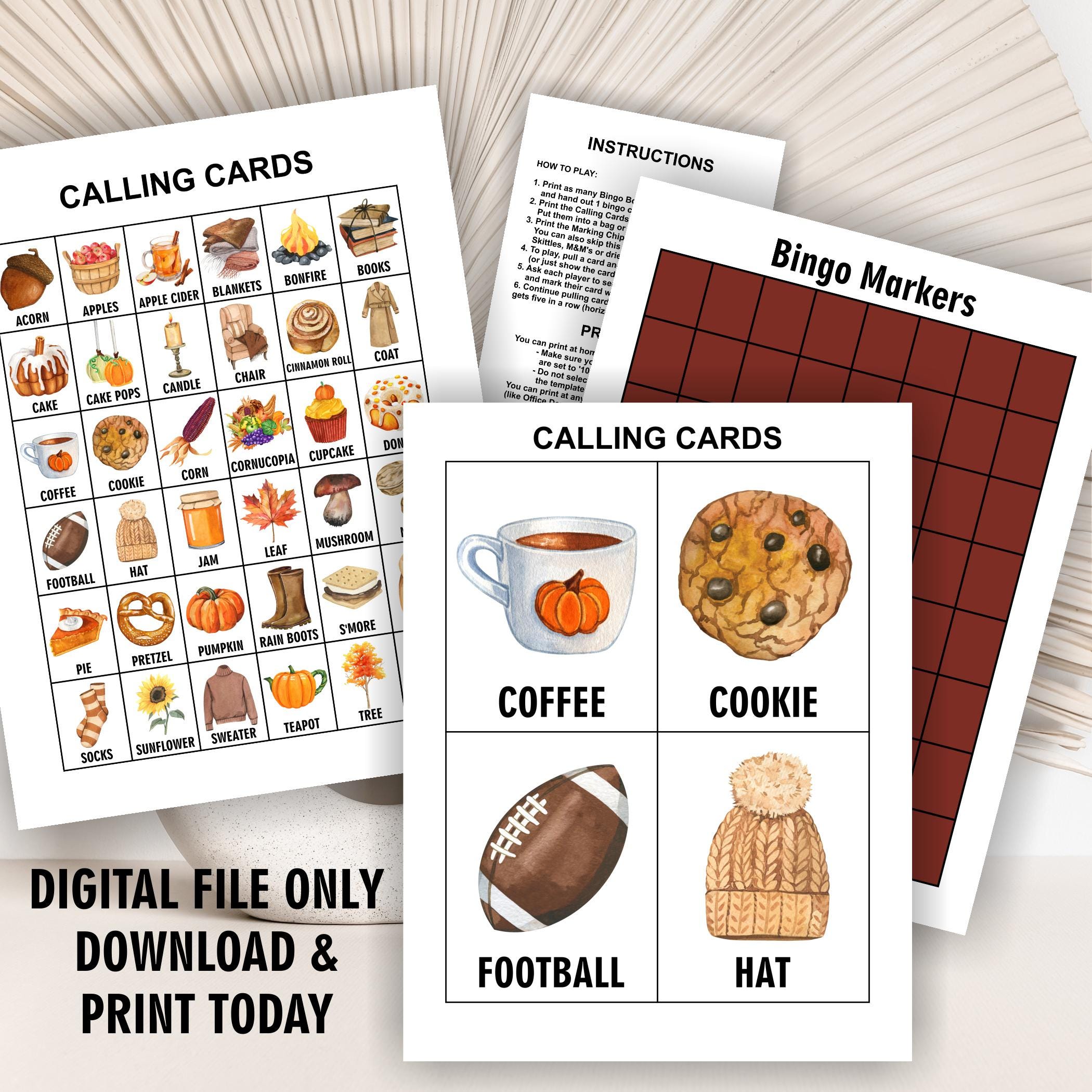 Pumpkin / Bingo Game / Prefilled / 50 DIGITAL FILES / Bingo Boards ...