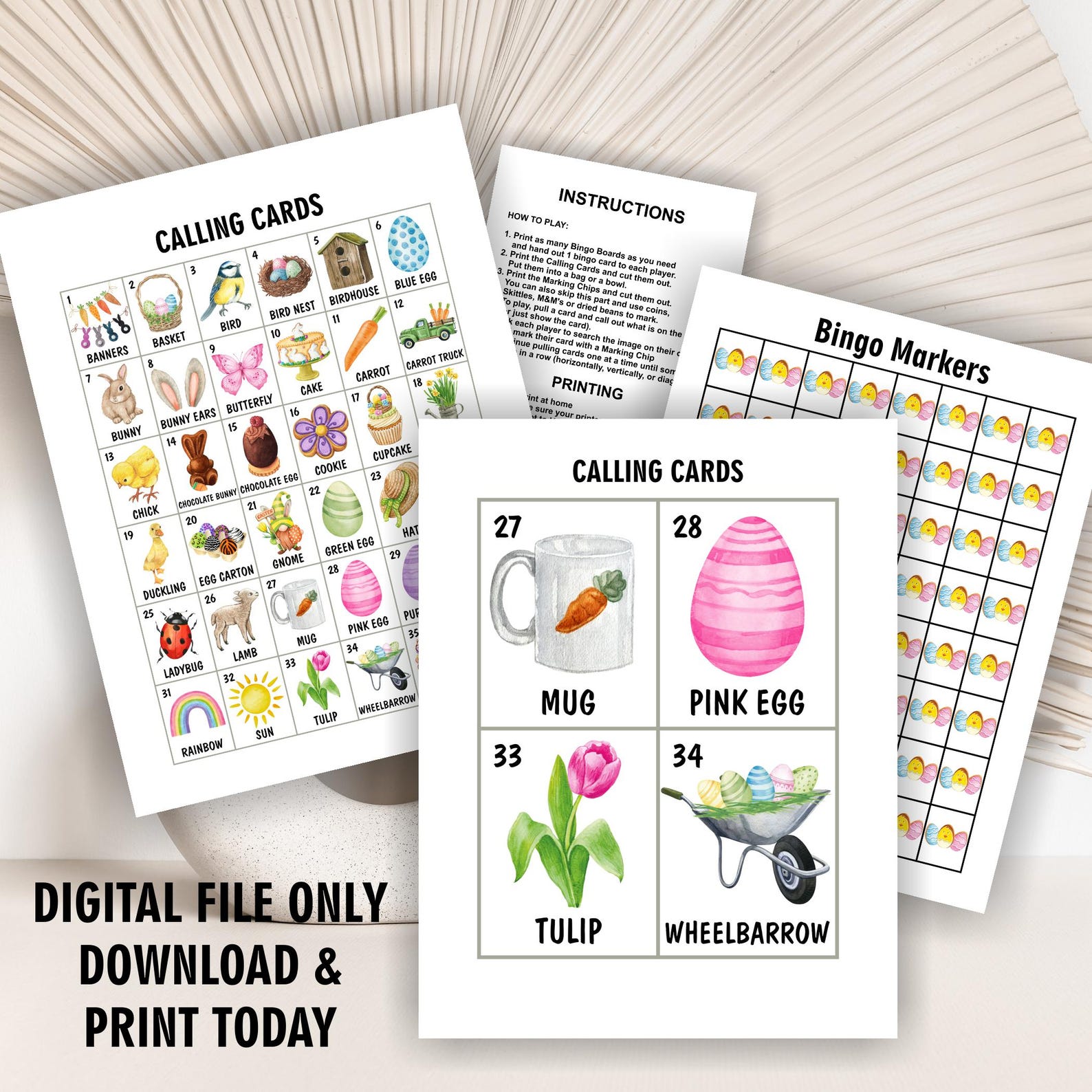Easter Bunny Chicken Bingo Game / Eggs / Spring Bingo / 60 DIGITAL ...
