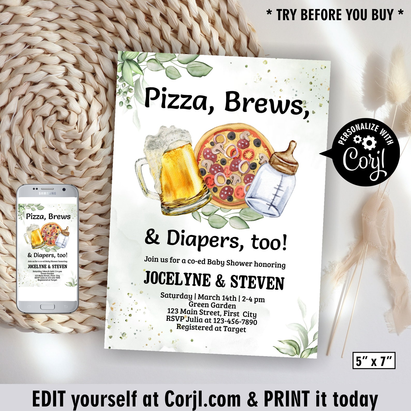 Beer / Pizza / Diapers / Pregger Kegger / Baby Shower / Co-ed - Etsy