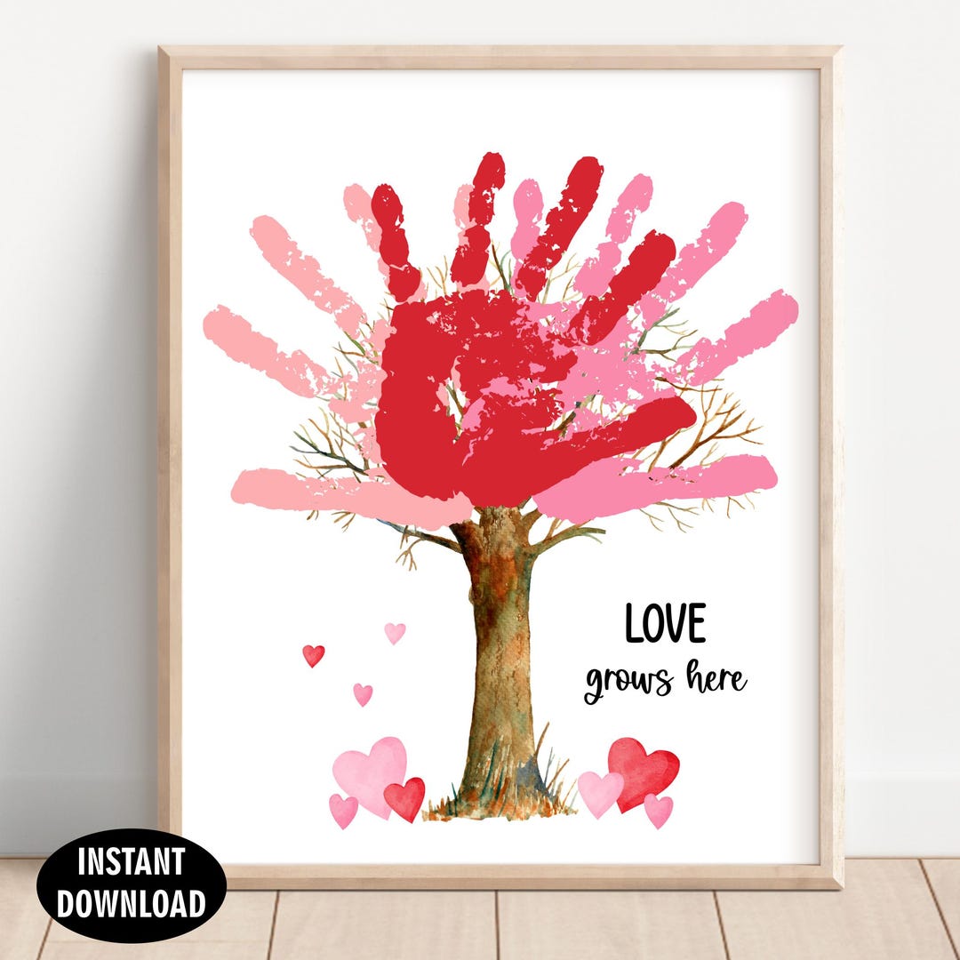 Valentine's Day Family Tree Handprint / Wall Art / DIY Art Craft ...