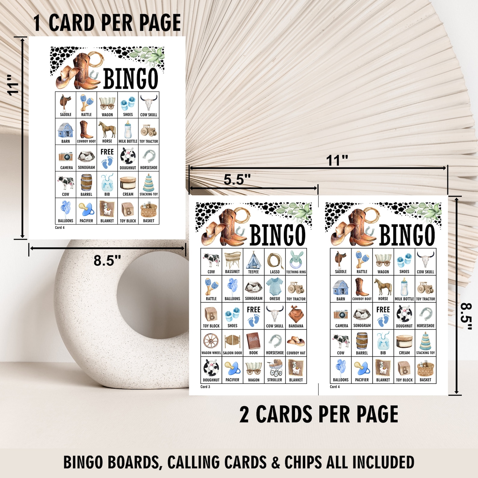 Prefilled 50 / Cowboy / Bingo Cards / Horse / Baby Shower / Game Farm ...
