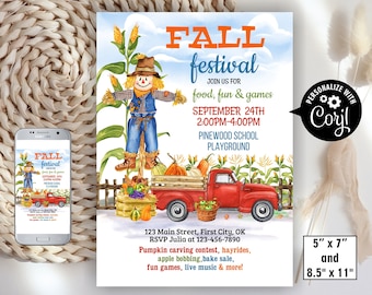 EDITABLE / Fall Harvest Flyer / Poster Pumpkins Halloween Invitation ...