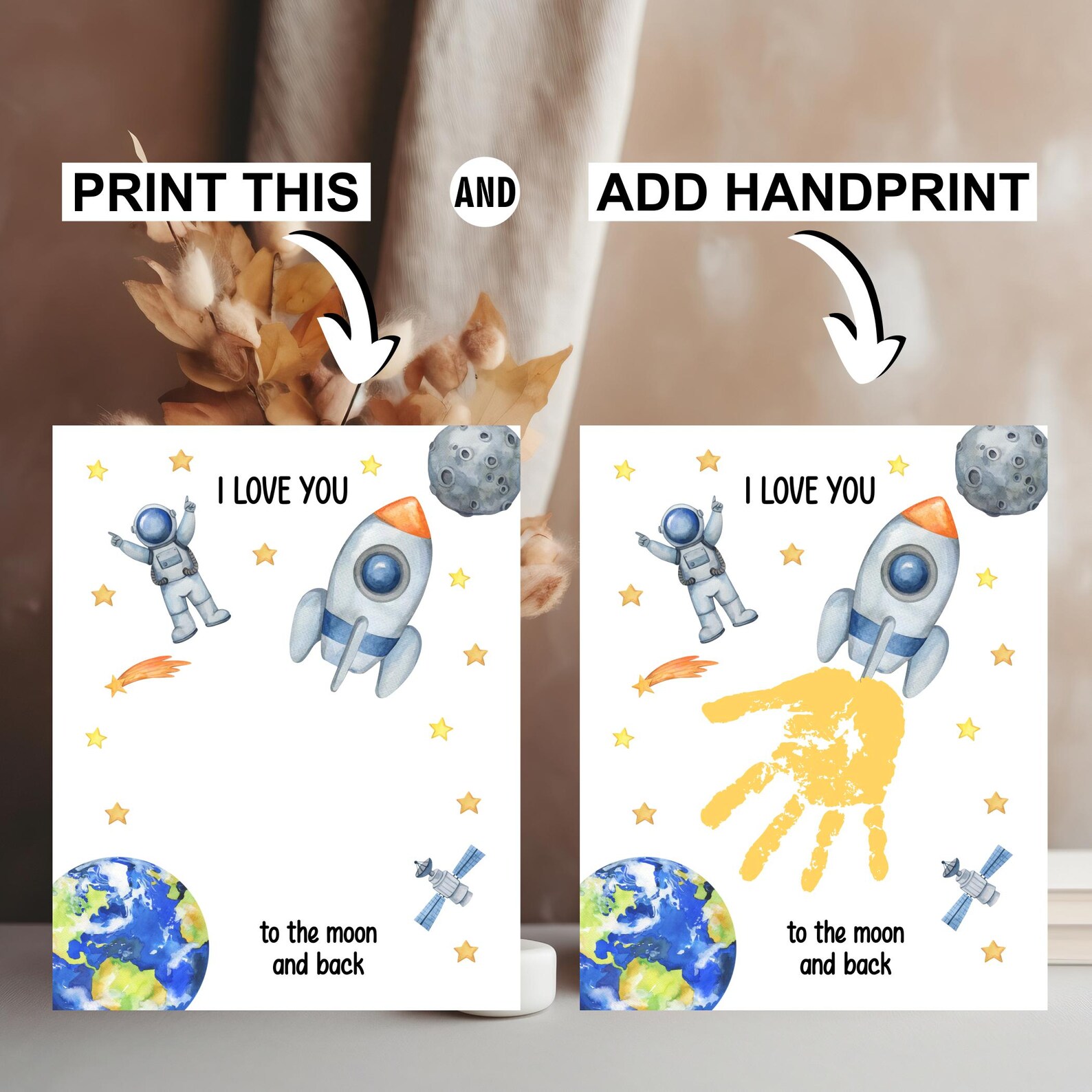 I Love You to the Moon and Back / Rocket Handprint Art Craft ...