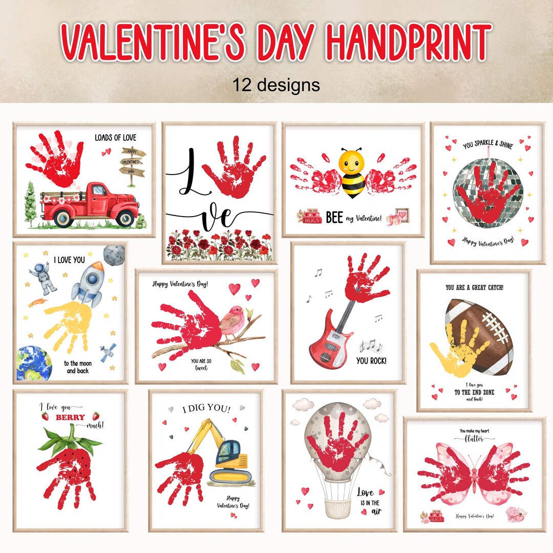 Valentine's Day Handprint Art Bundle / Valentine Handprint Craft / Back ...