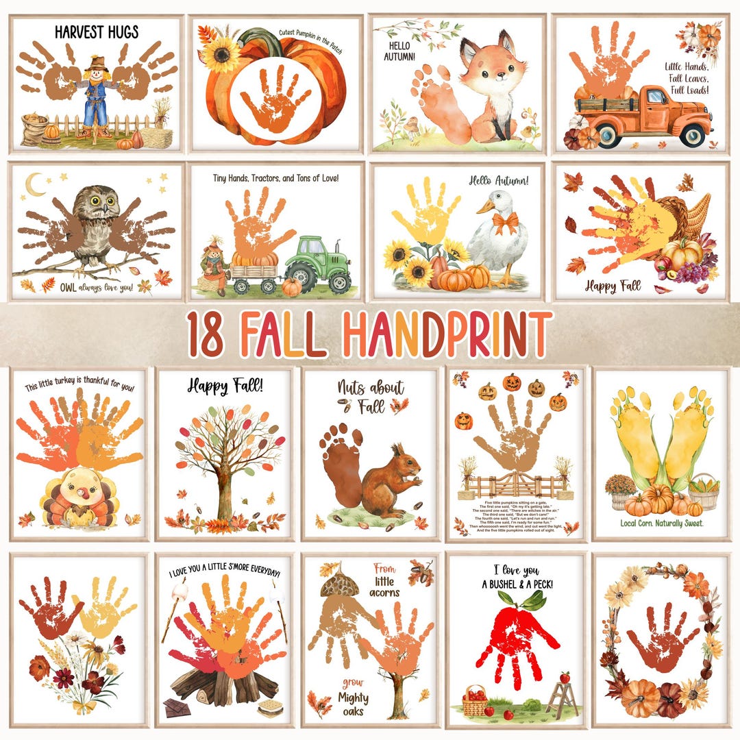 Fall Handprint Art Bundle / Fall Handprint Craft / Autumn Season / Back ...