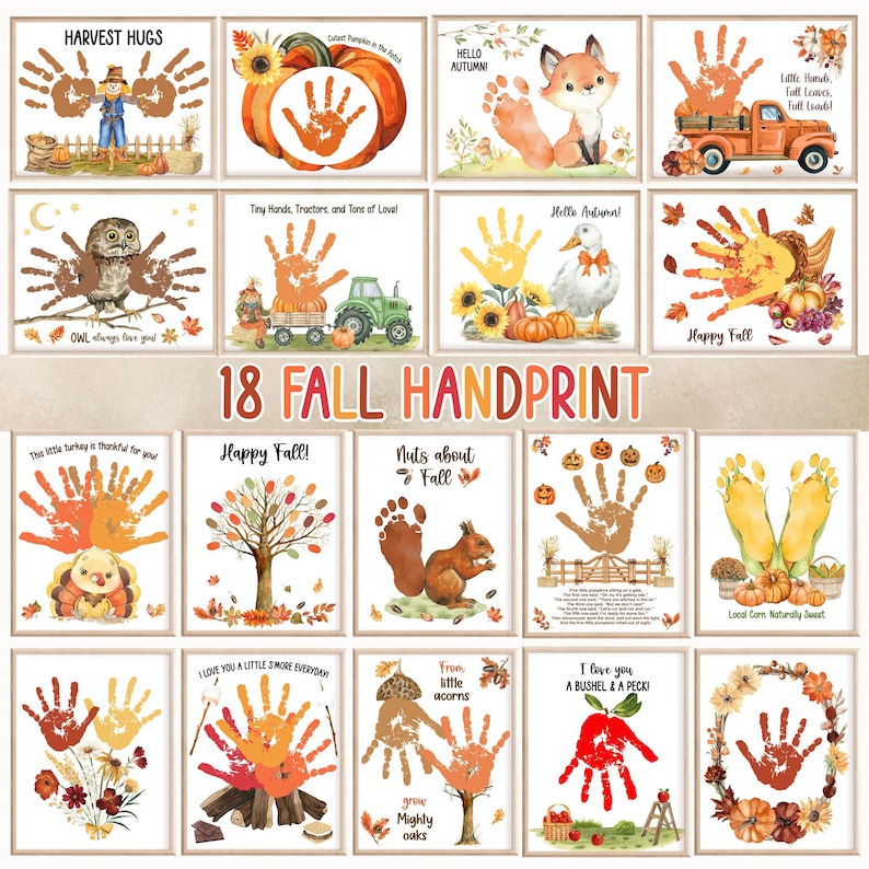 Fall Handprint Art Bundle / Fall Handprint Craft / Autumn Season / Back ...