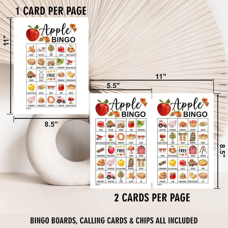 Apple / Bingo Game / Prefilled / 50 DIGITAL FILES / Bingo Boards ...