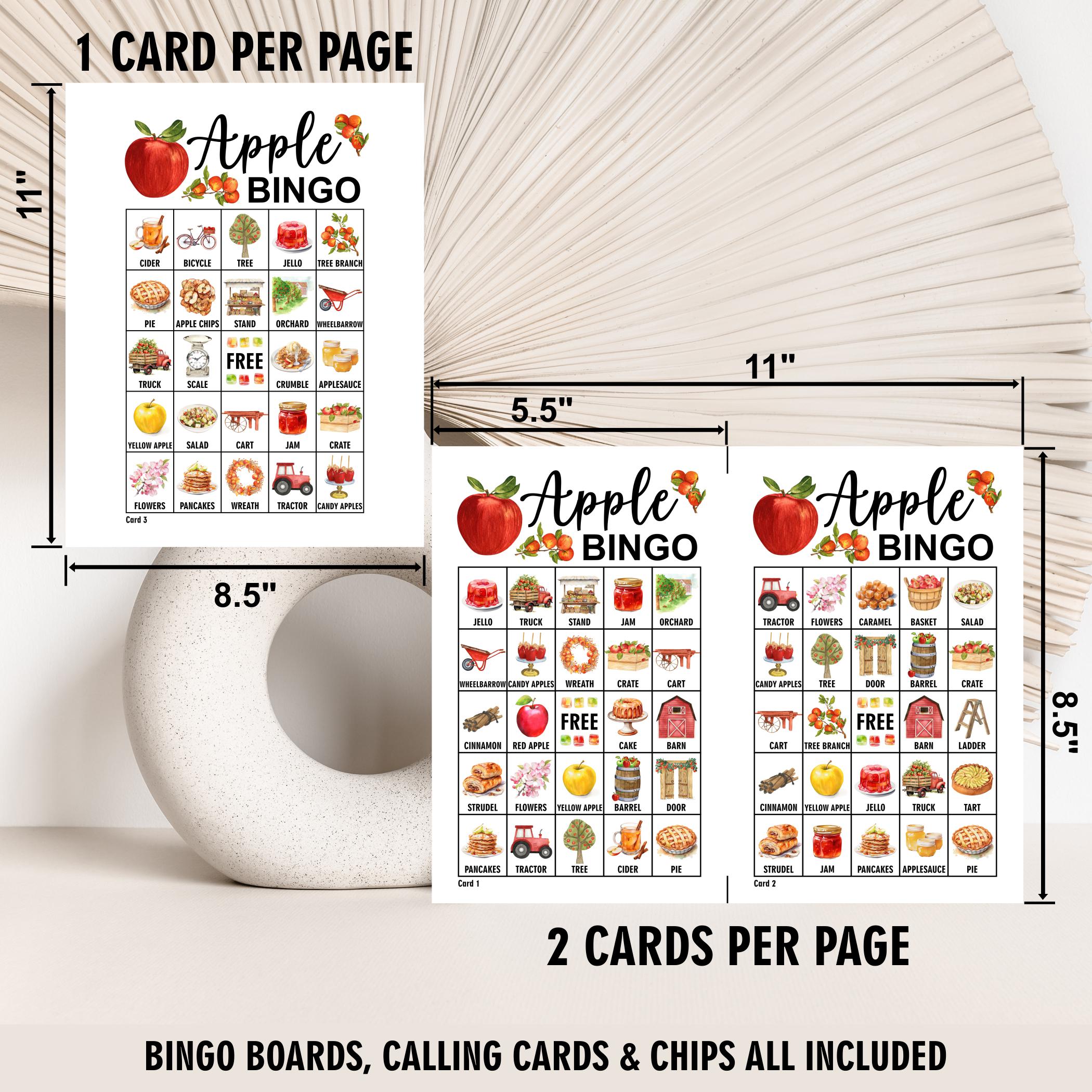 Apple / Bingo Game / Prefilled / 50 DIGITAL FILES / Bingo Boards ...