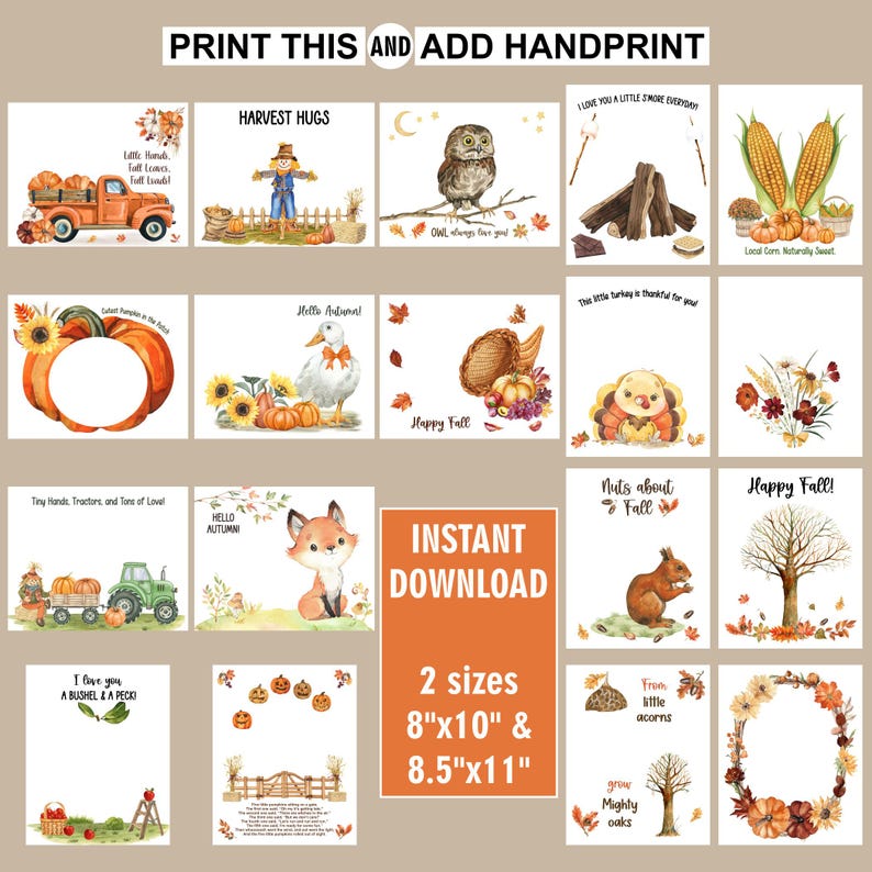 Fall Handprint Art Bundle / Fall Handprint Craft / Autumn Season / Back ...