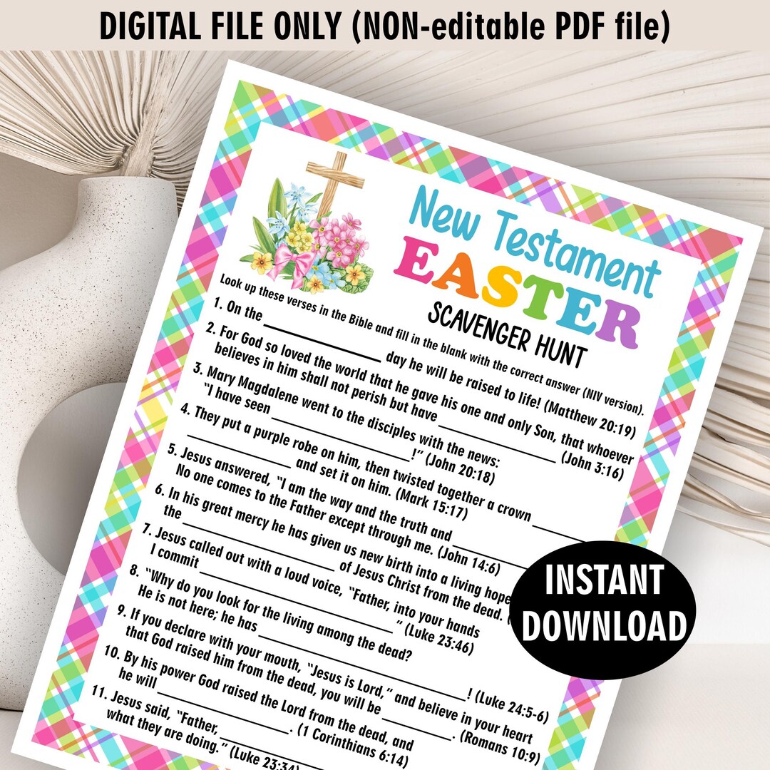Easter Bible Scavenger Hunt Game | Spring Games | Party Game Adults Kid ...