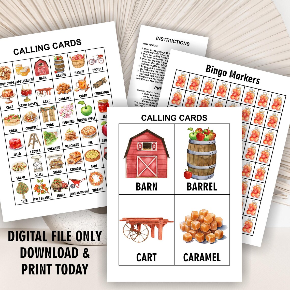 Apple / Bingo Game / Prefilled / 50 DIGITAL FILES / Bingo Boards ...