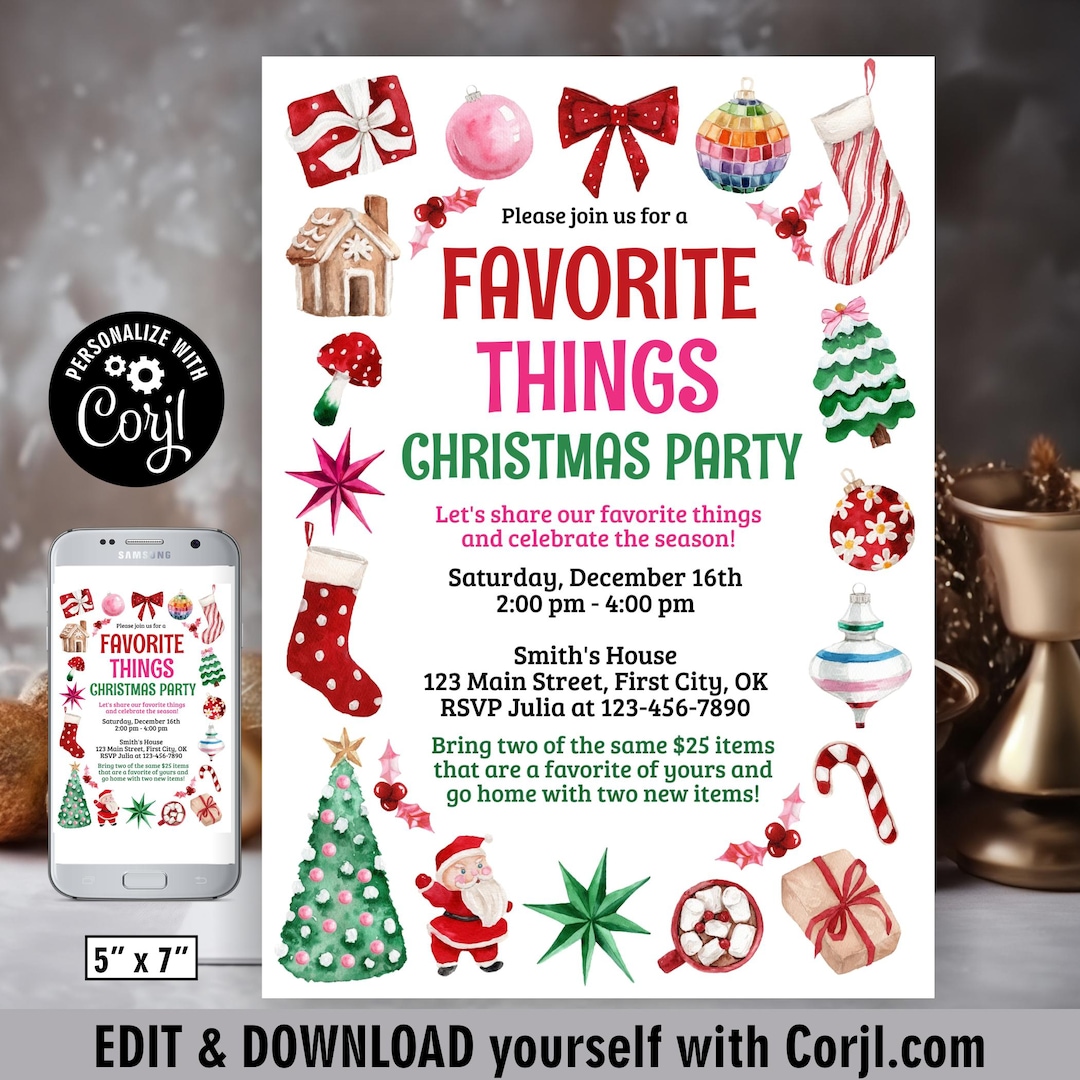 Favorite Things Party Invitation / Favorite Things Holiday Party Invite ...