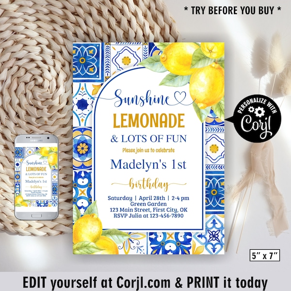 Italian Lemon Birthday Invitation - Etsy