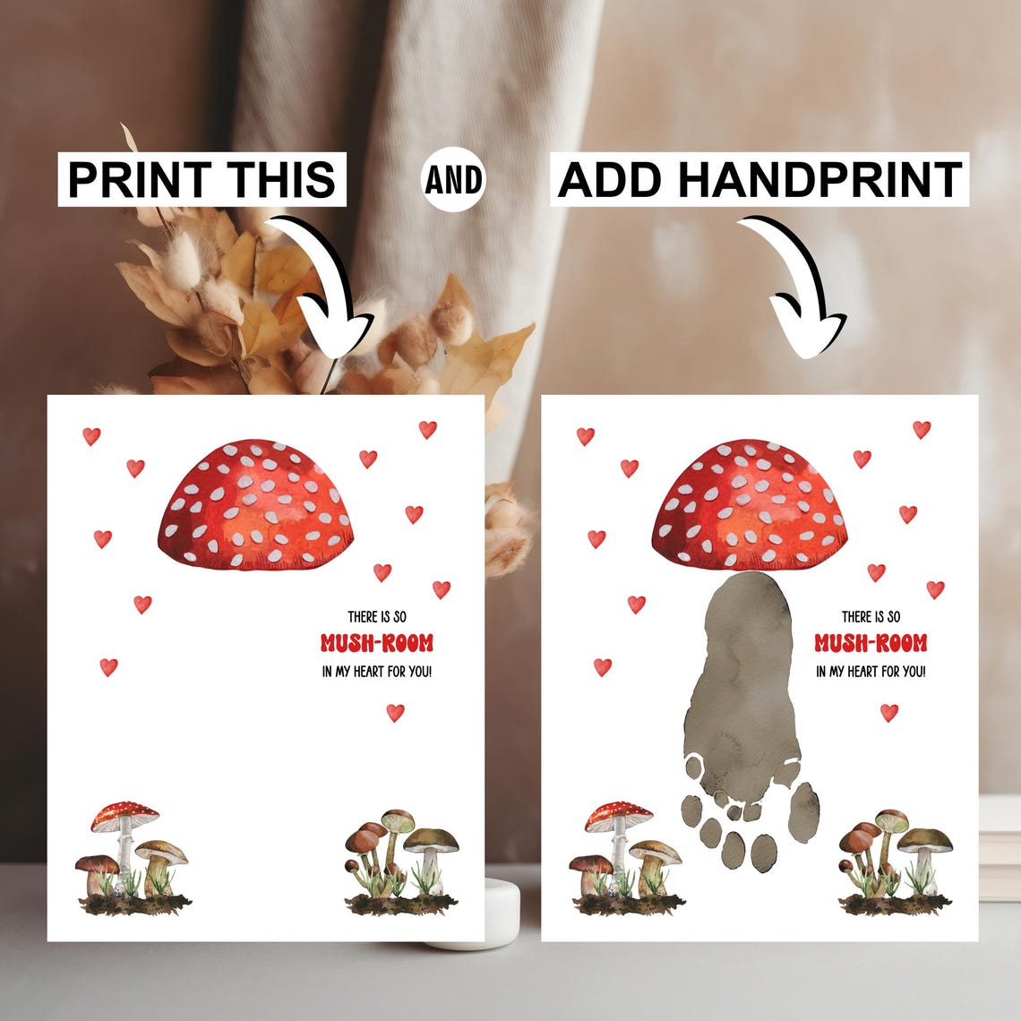 Mushroom Valentine's Day Handprint / Wall Art / DIY Art Craft / Daycare ...