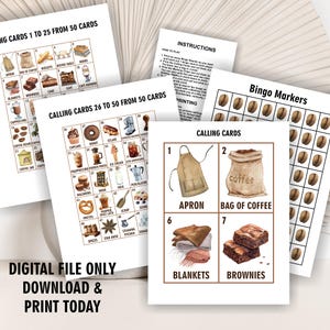 Coffee Game Bingo / Prefilled 30 DIGITAL FILES Boards Designs / Coffee ...