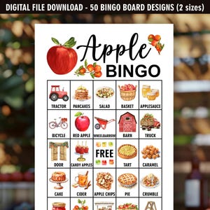 Apple / Bingo Game / Prefilled / 50 DIGITAL FILES / Bingo Boards ...