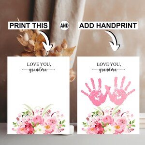 Pink Flower Handprint Art Gift Grandma / Child Baby Keepsake ...