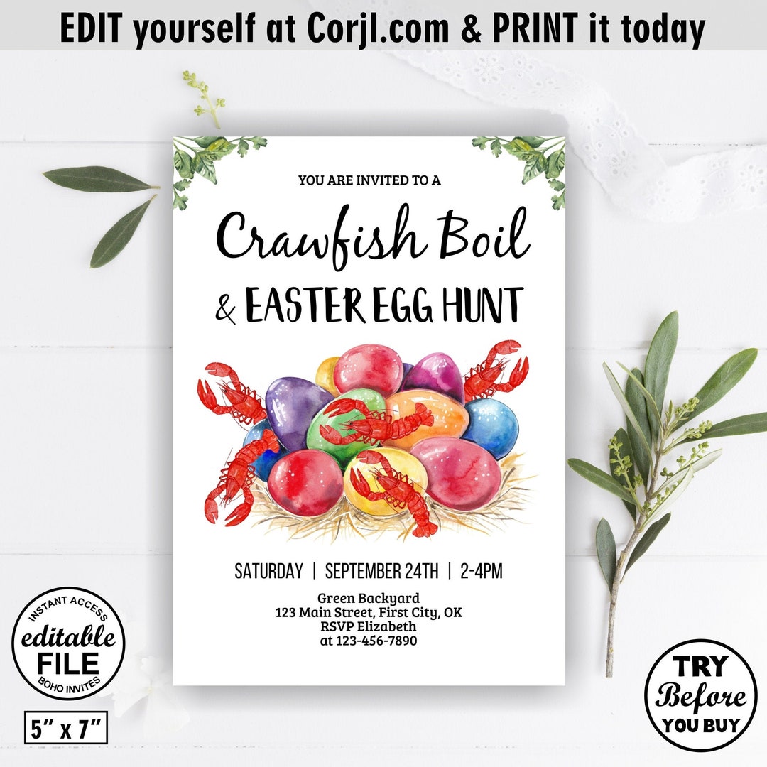 Crawfish Boil / Easter Egg Hunt / Birthday / Instant Access Invitation ...